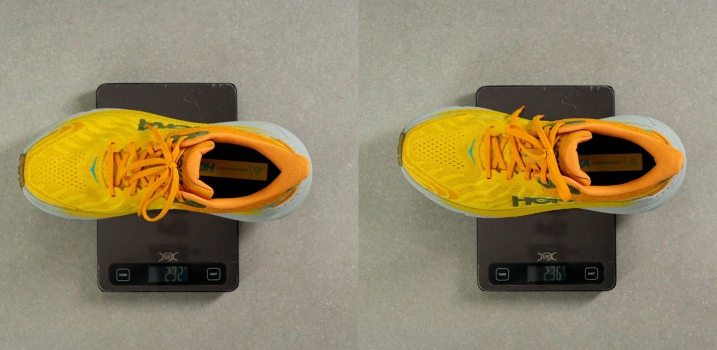 How much does the weight vary across different running shoe sizes ...